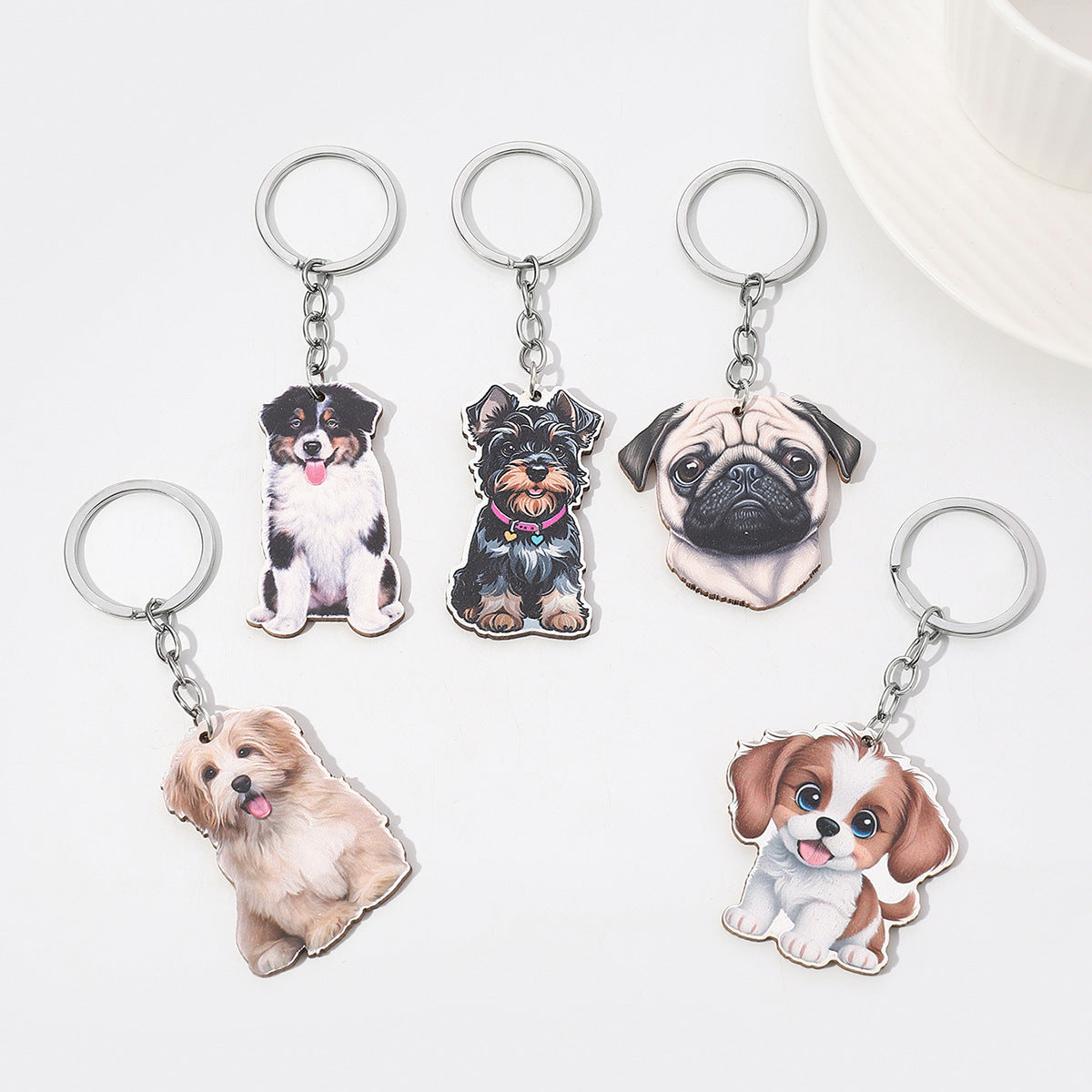 Wholesale Creative Cartoon Puppies Wooden Keychain JDC-KC-RongRui002 ...