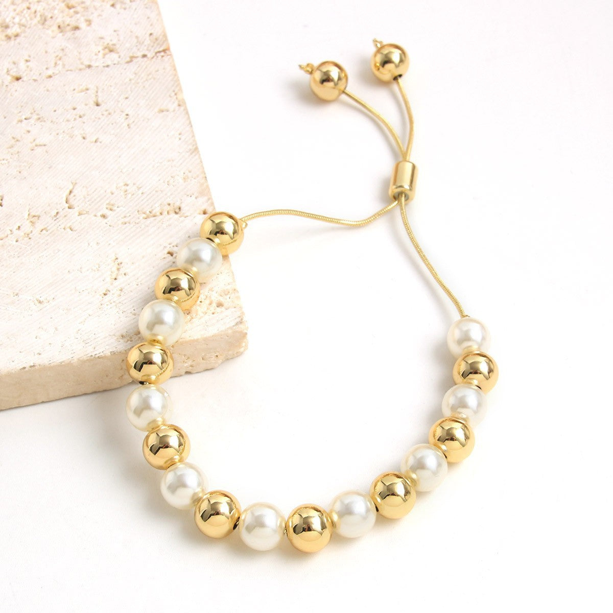 Wholesale Pearl Copper Plated 18k Gold Bracelet Pull-out Adjustable ...