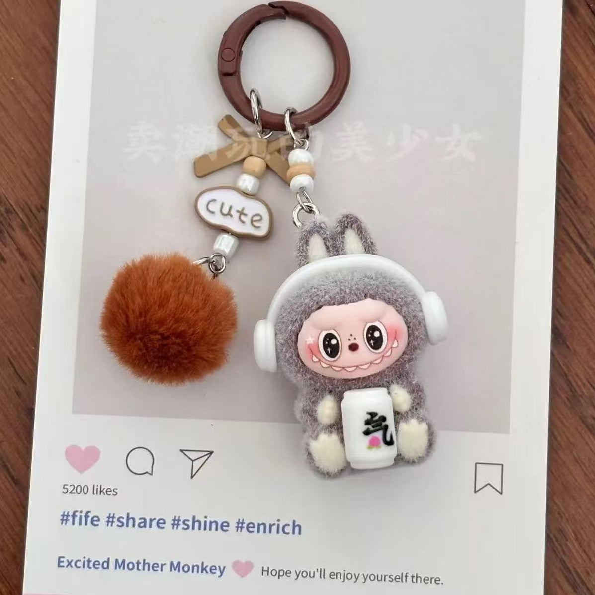 Wholesale Cute sitting posture cartoon flocked keychain — JOYASDECHINA ...