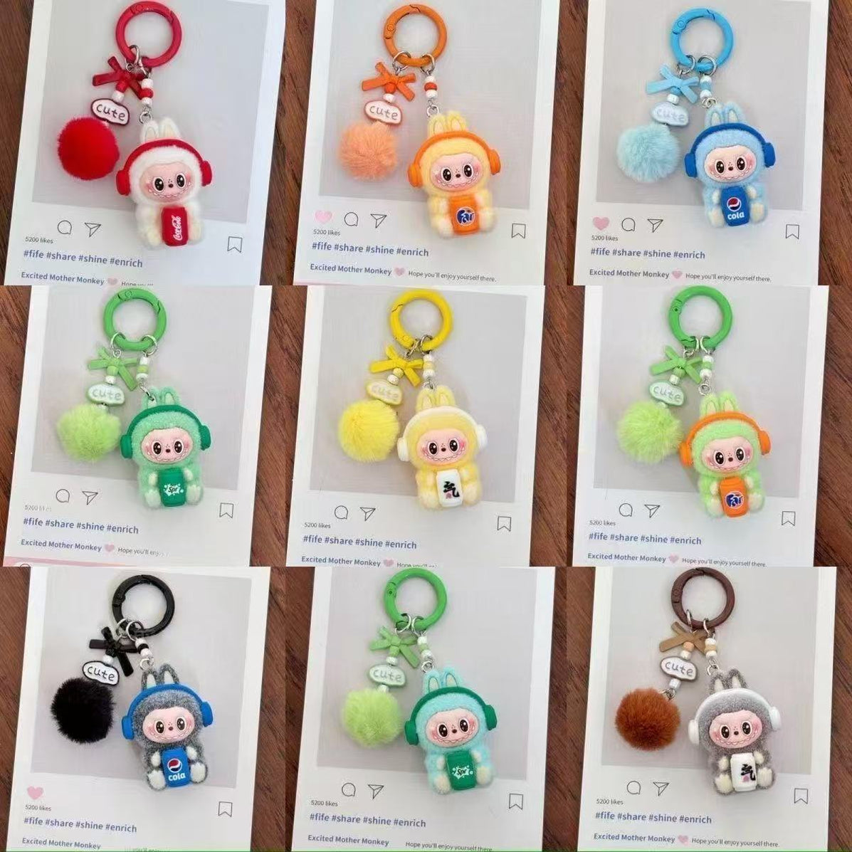 Wholesale Cute sitting posture cartoon flocked keychain — JOYASDECHINA ...