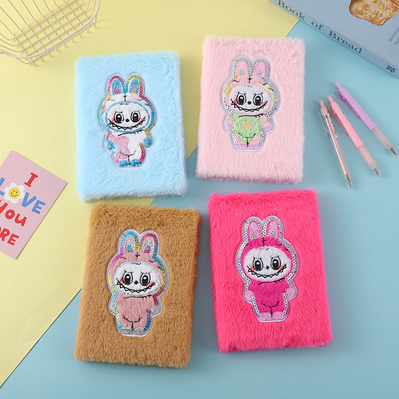 Wholesale Cartoon plush notebook, cute candy-colored student notebook ...
