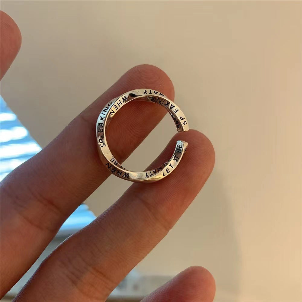 Wholesale English graffiti design ring, niche design, light luxury, fa ...