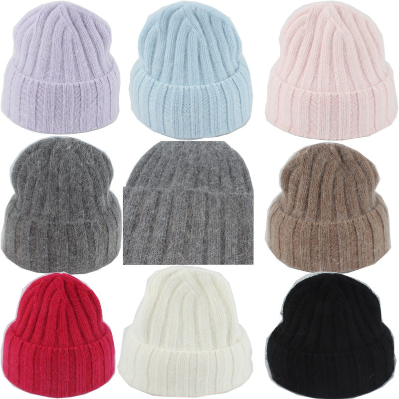 Wholesale Knitted striped rolled edge warm hat without brim ...