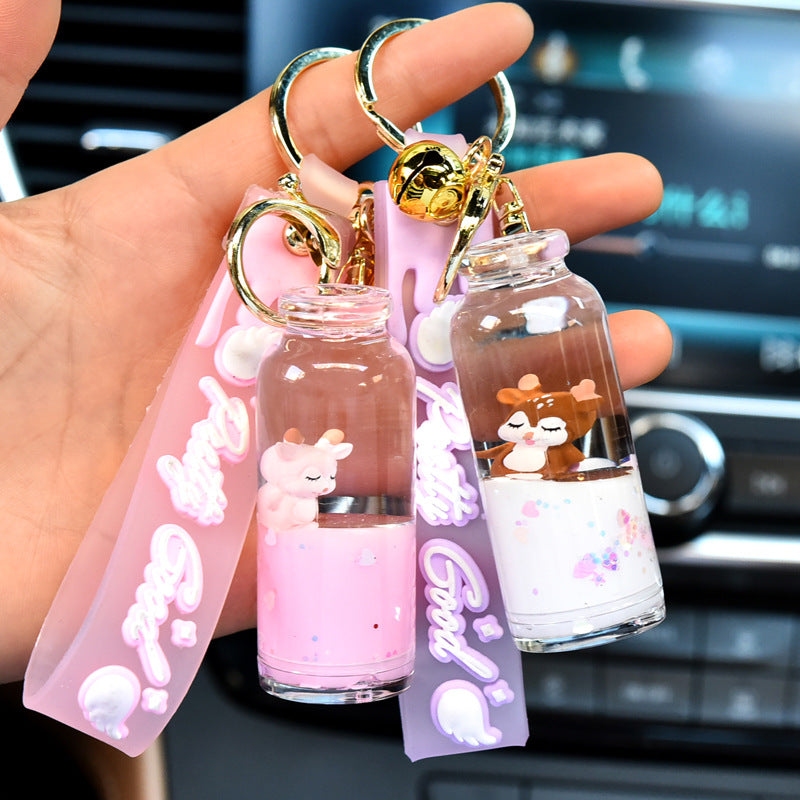 Wholesale Acrylic Floating Milk Bottle Elk Liquid Keychain JDC-KC ...