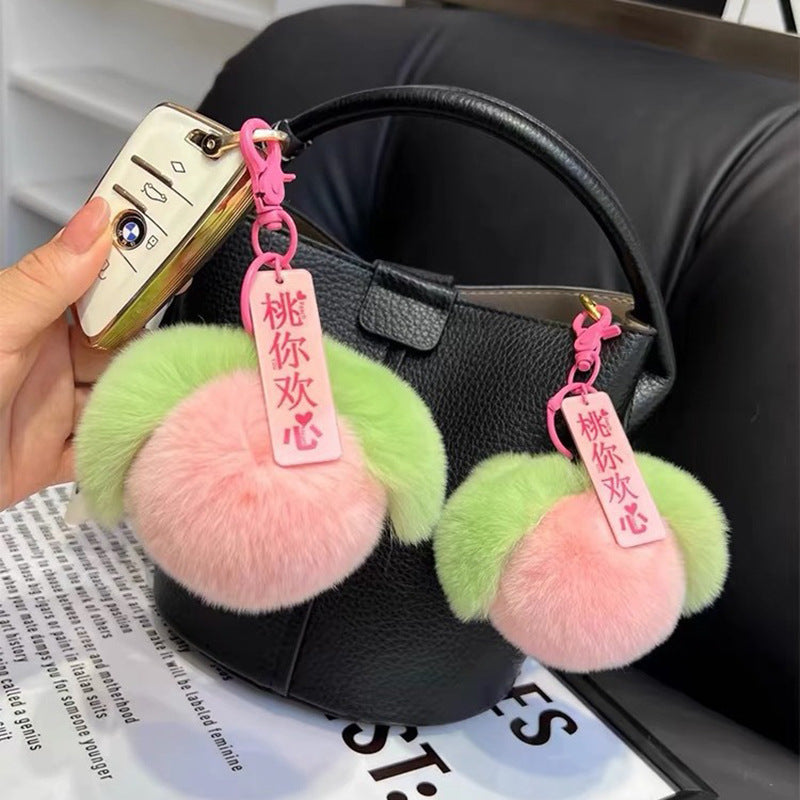Wholesale Cute furry ball keychain, plush backpack hanging ornament, f ...