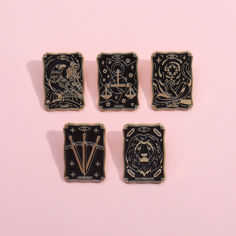 Wholesale Retro Creative Tarot Card Metal Brooch Cartoon Geometric Sun ...