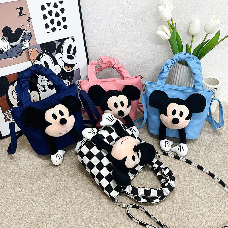 Wholesale Canvas cartoon plush bucket shoulder bag that can be carried ...
