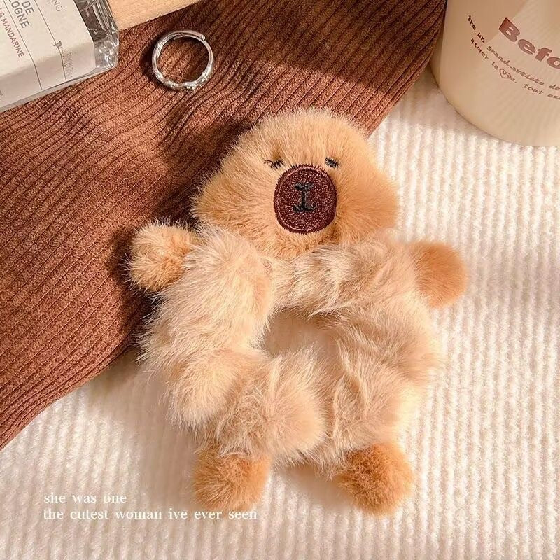 Wholesale Hair Loop Capybara Plush Large Hair Rope Rubber Maillard Hai ...