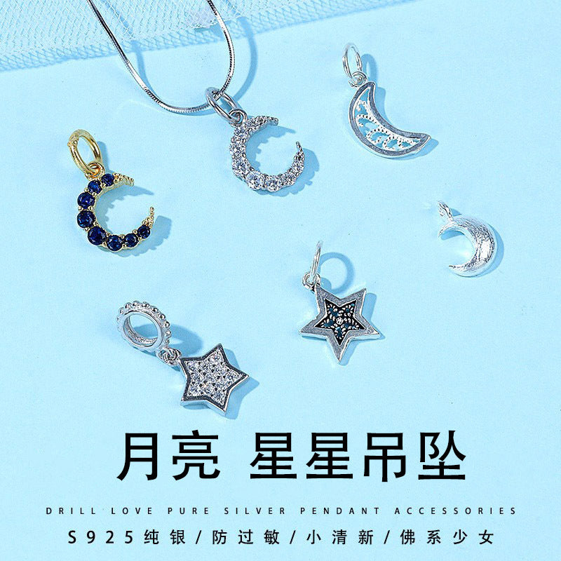 Wholesale S925 Pure Yintai Pendant Diamond Star Moon Sun Moon Star DIY ...