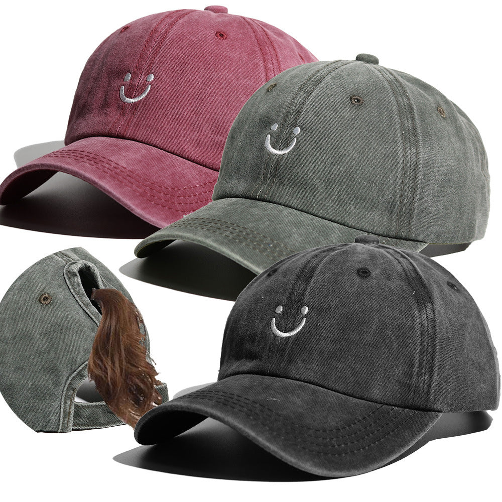 Wholesale Cotton Washed Distressed Smiley Face Baseball Cap JDC-FH ...