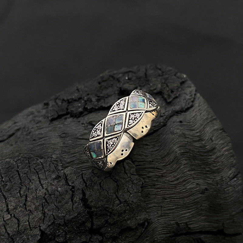 Wholesale Silver diamond grid ring, light luxury, niche design, exquis ...