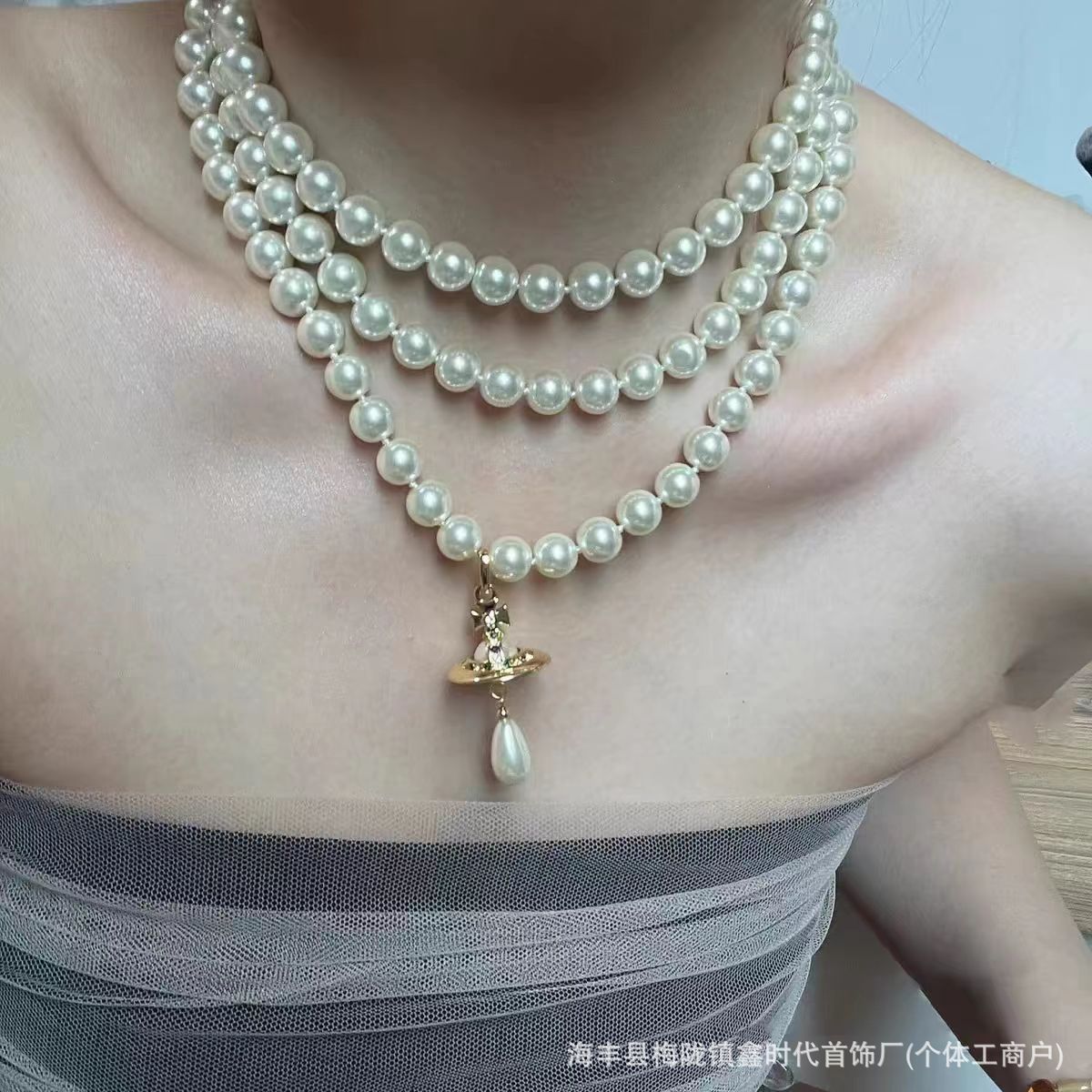 Wholesale Three layer three-dimensional water droplet collarbone chain ...