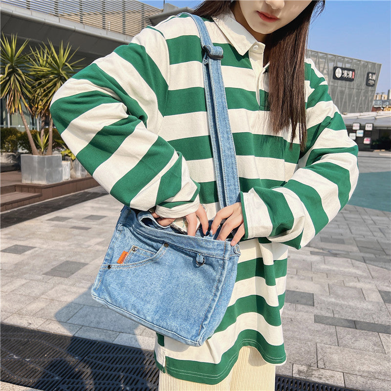 Wholesale denim retro blue literary Mori small shoulder bag JDC-SD ...