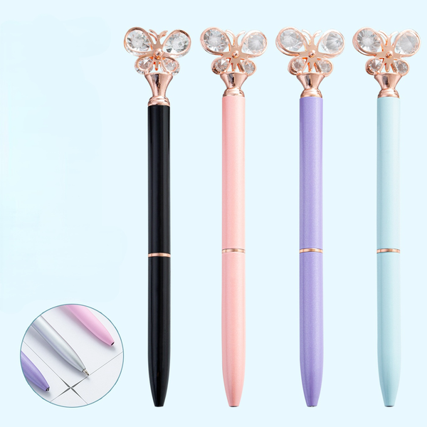 Wholesale Pink Metal Butterfly Ballpoint Pen JDC-BP-Yanli001 — JOYASDECHINA WHOLESALE JEWELRY